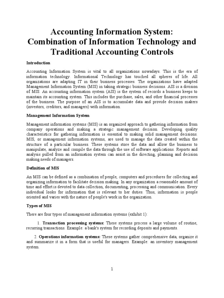 Accounting Information System Manuscript | PDF | Information System ...