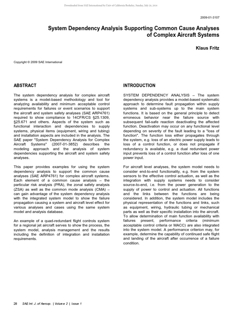 System Dependency Analysis Supporting Common Cause Analyses of Complex ...