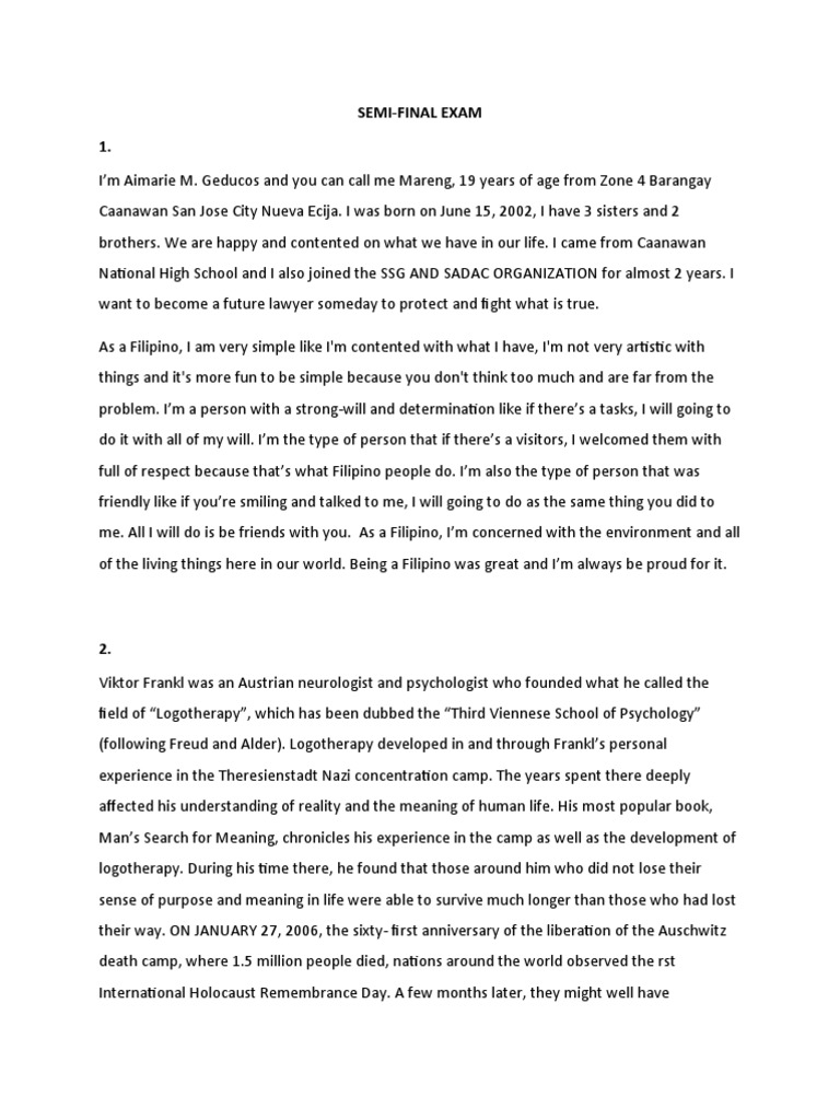Semi-Final Exam 1 | PDF | Psychology