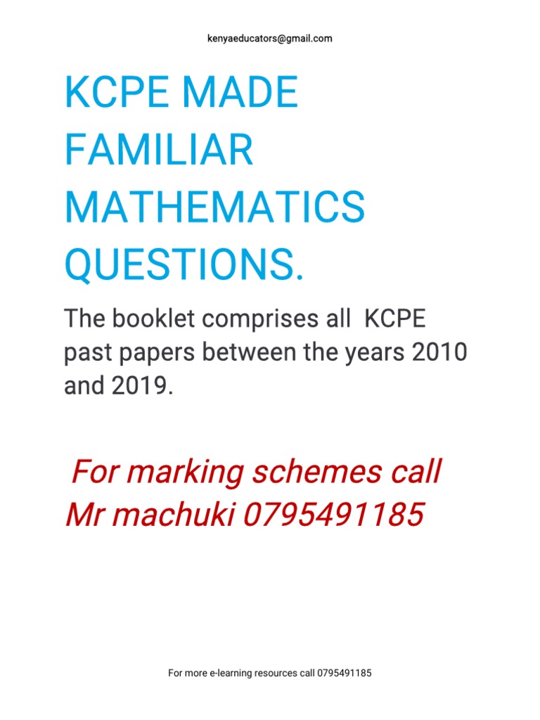 Kcpe Maths Made Familiar QNS | PDF | Mathematics | Science