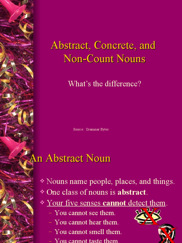 Abstract, Concrete, and Non-Count Nouns | PDF
