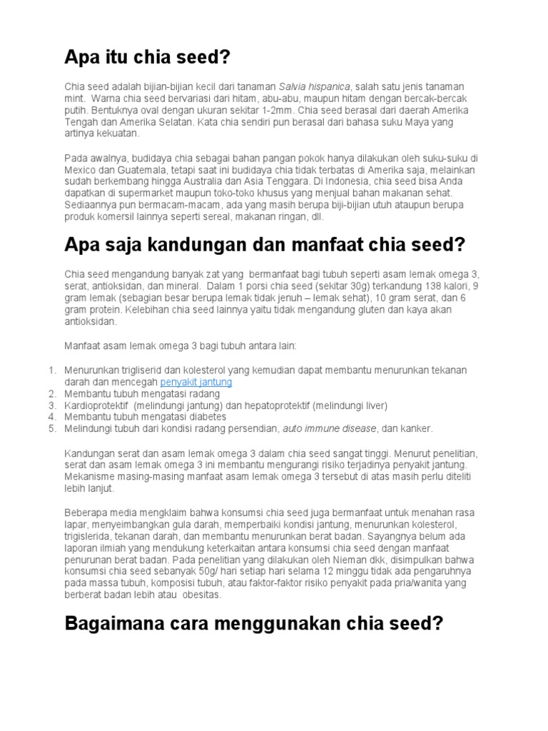 Apa Itu Chia Seed | PDF
