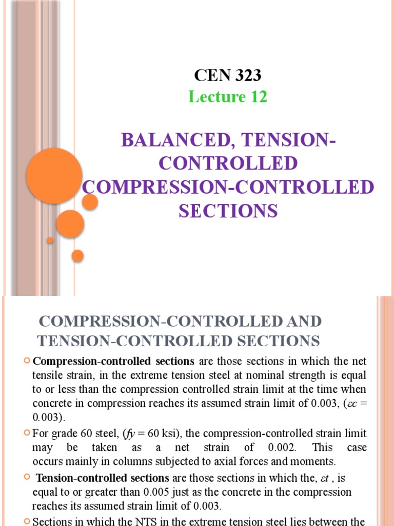 Lecture 12 - Balanced, Tension-Controlled Compression-Controlled Member | PDF