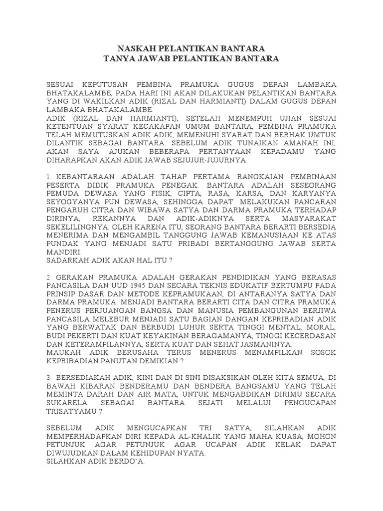 Naskah Pelantikan Bantara Tanya Jawab Pelantikan Bantara | PDF