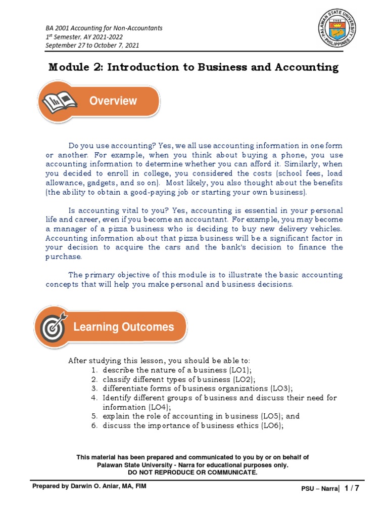 Module 2: Introduction To Business and Accounting | PDF | Accounting ...