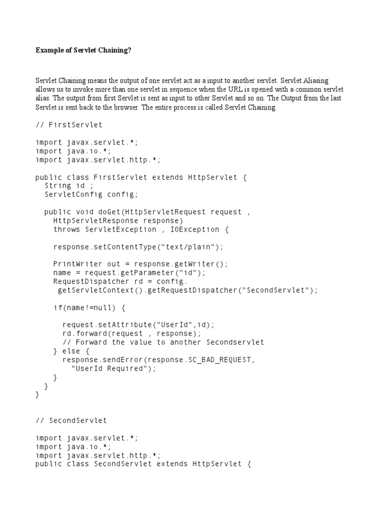 Example of Servlet Chaining? | PDF | Java Servlet | Application Server
