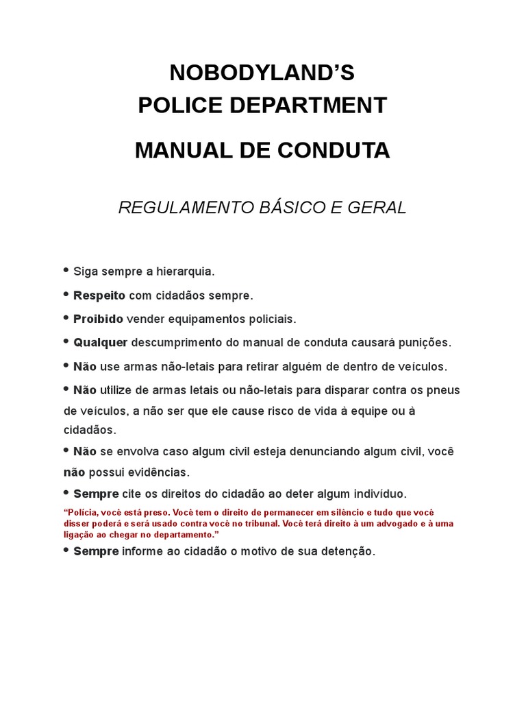 Manual de Conduta - LSPD | PDF