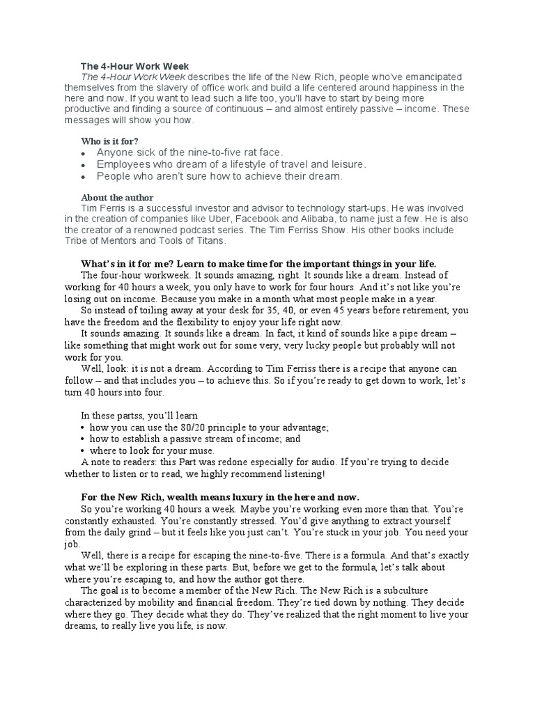 The 4-Hour Work Week | PDF