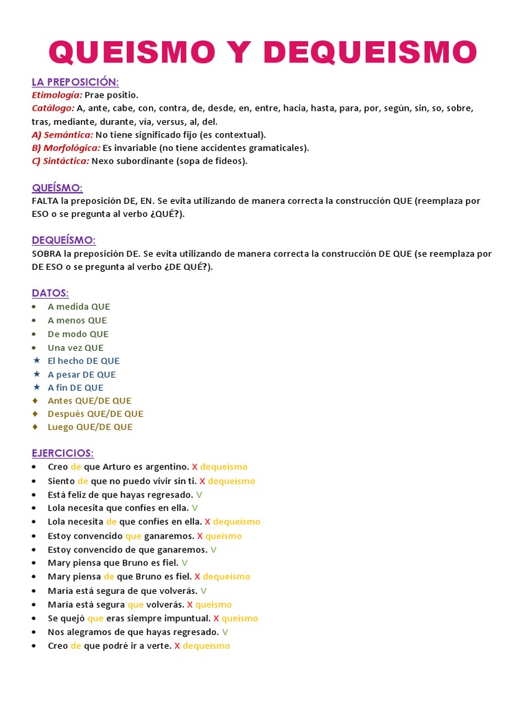 Queísmo-Dequeísmo - Resumen | PDF | Artes del lenguaje y disciplina