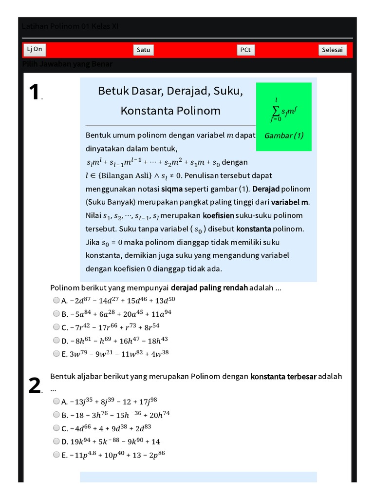 Soal Bab Polinom | PDF