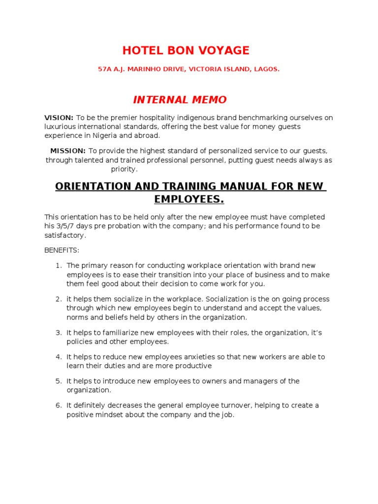 Orientation Manual and Checklist For New Employees | PDF | Welfare ...