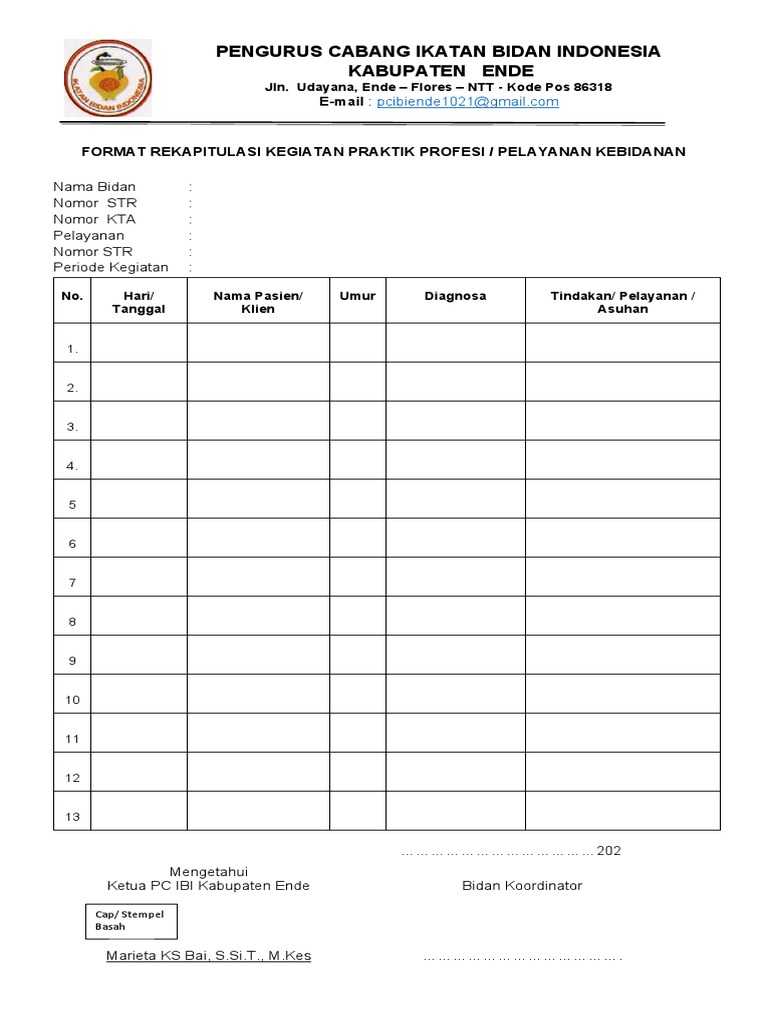 FORMAT Rekapitulasi Kegiatan Praktik Profesi | PDF