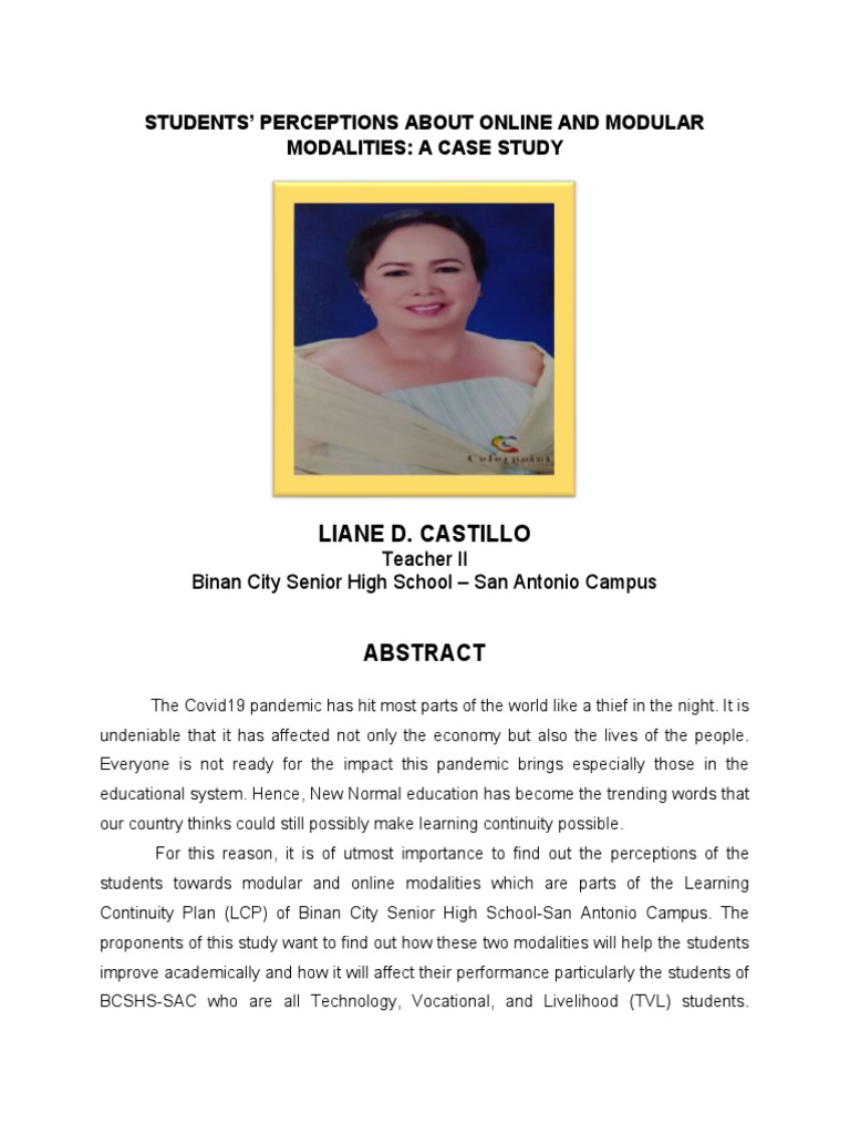 Students' Perceptions About Online and Modular Modalities: A Case Study ...