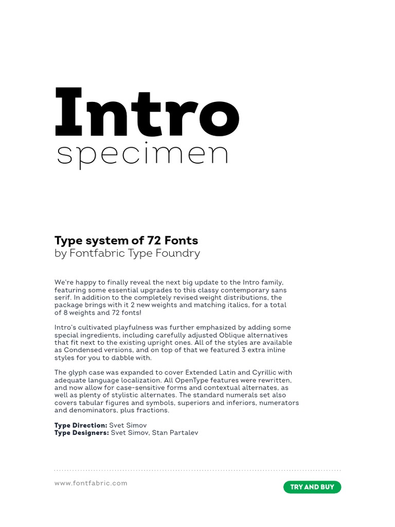 Introduction of the Intro Type System featuring 72 fonts from ...