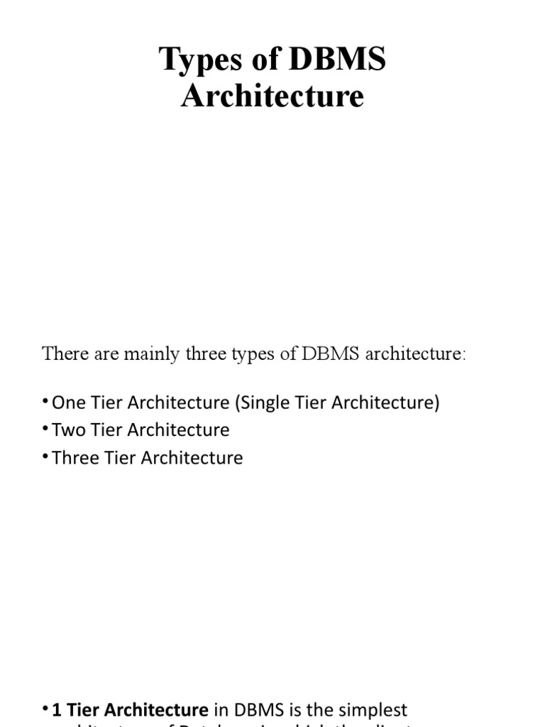 Types of DBMS Architecture | PDF | Databases | Client–Server Model