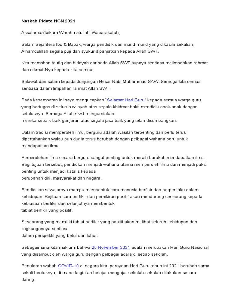 Naskah Pidato Hari Guru | PDF