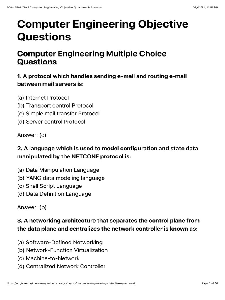 300+ REAL TIME Computer Engineering Objective Questions & Answers | PDF | Class (Computer ...