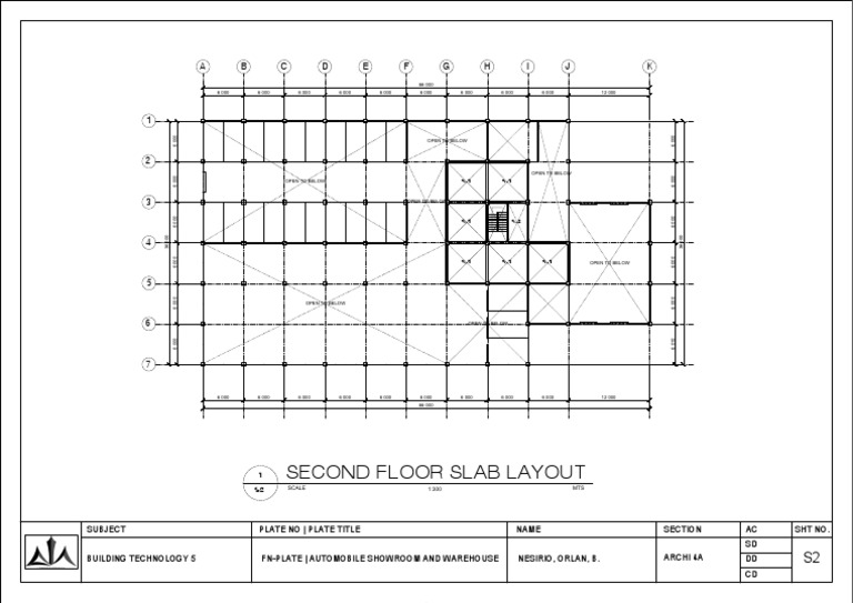 Second Floor Slab Layout: A B C D E F G H I J K | PDF