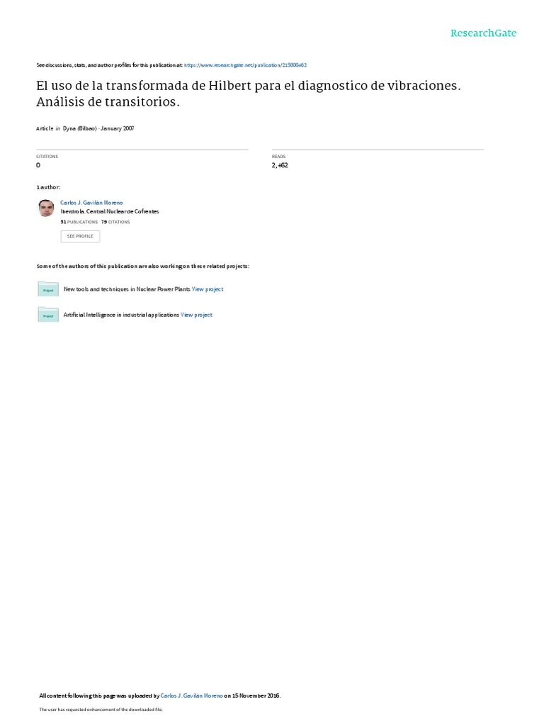 El Uso de La Transformada de Hilbert para El Diagnostico de Vibraciones ...