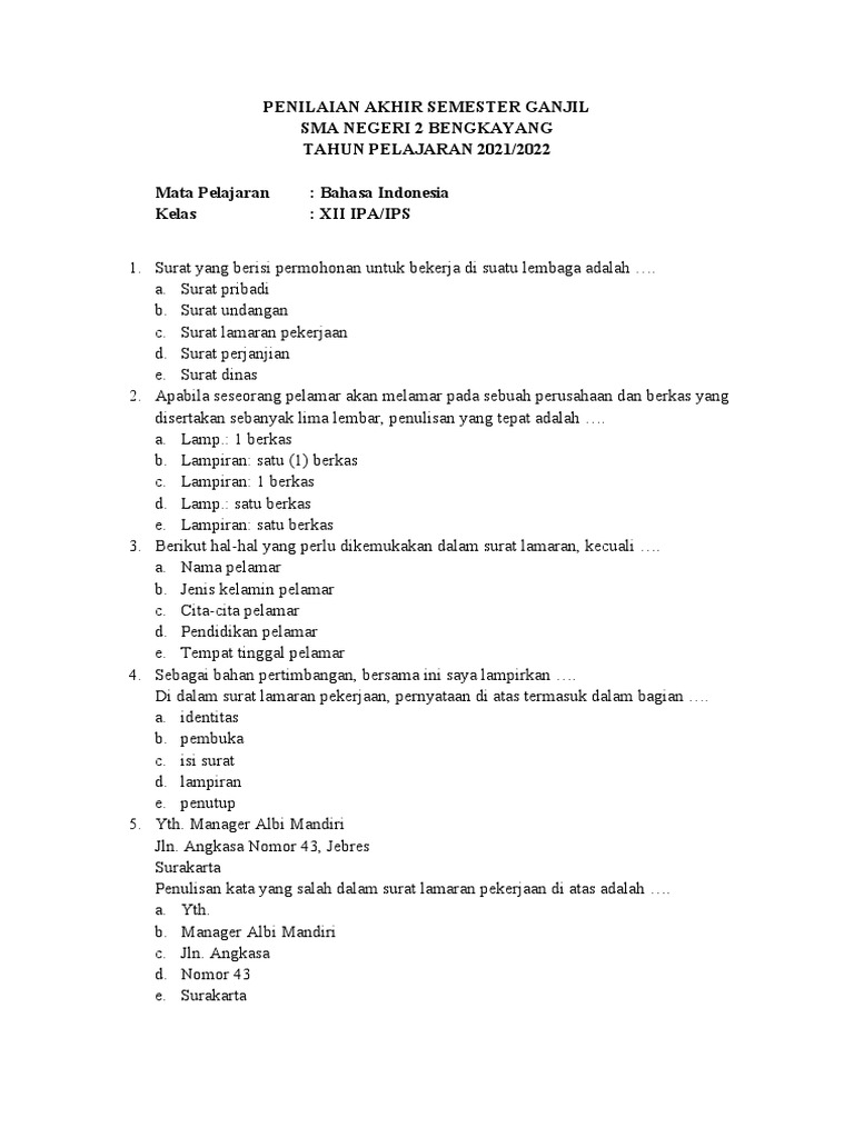 Soal B. Indonesia KLS Xii | PDF