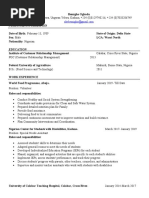 Olatunbosun Bunmi Dorcas: Career Objective | PDF | Nigeria | Cognition