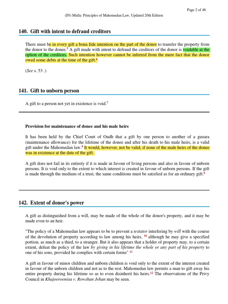 Hiba by Mulla | PDF | Mortgage Law | Deed