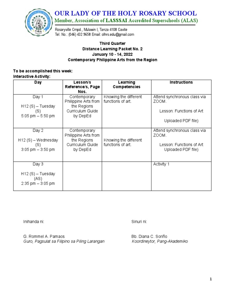 DLP-Contemporary Philippine Arts-Week-1-3Q-Mr. Pamaos | PDF ...