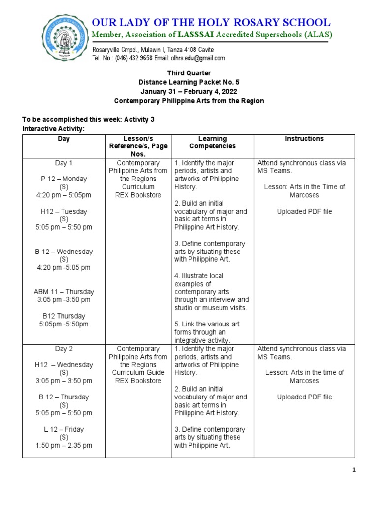 DLP Contemporary Philippine Arts Week 5 3Q Mr. Pamaos | PDF | Philippines
