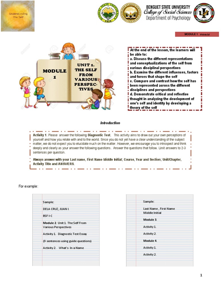 Uts SS21 Module 1. Self From Various Perspectives PDF | PDF | Id | Self ...