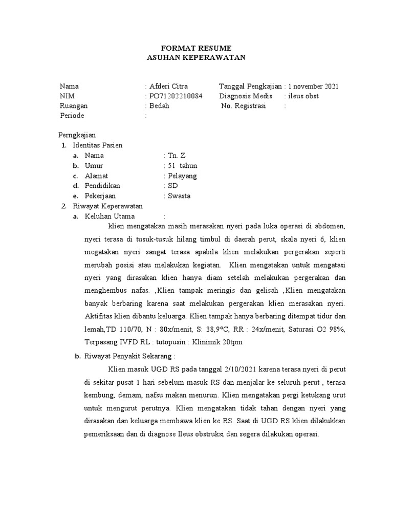 Resume Ileus Post Op | PDF