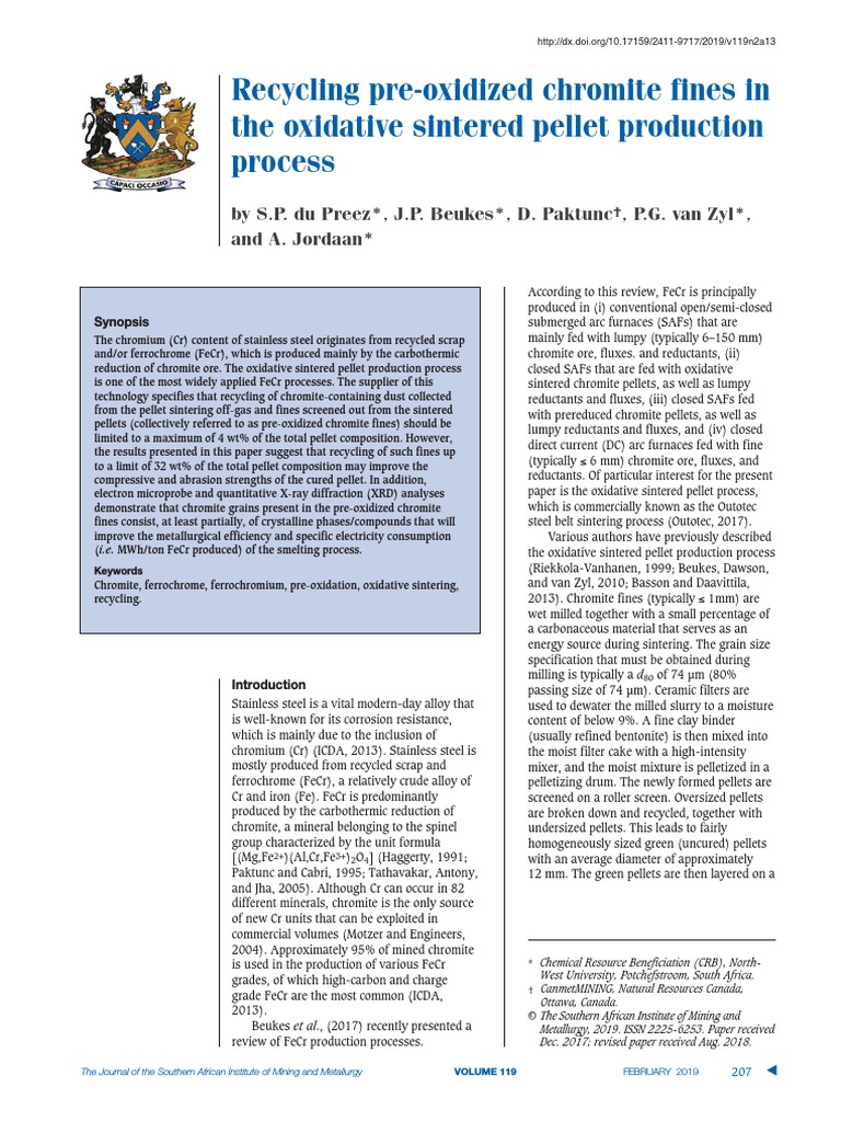 Chromite Pelletsiatin SA | PDF | Sintering | Iron Ore