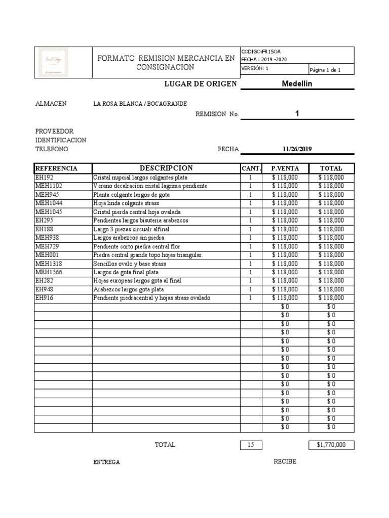 Formato de Consignacion | PDF | Plantas