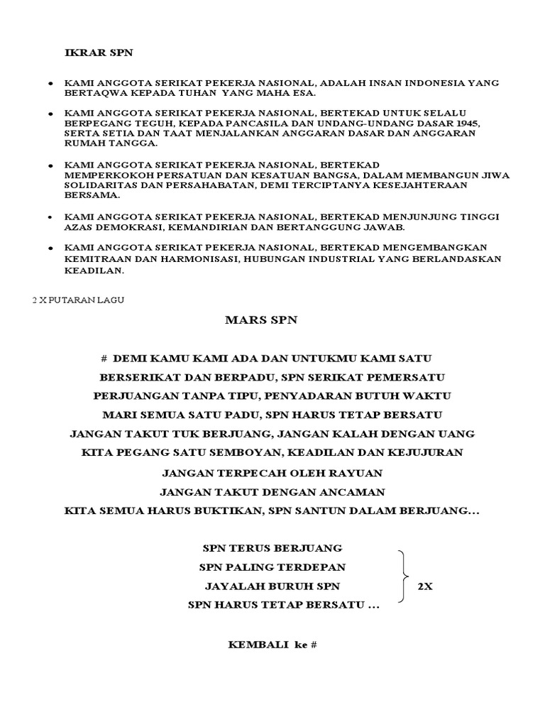Teks Ikrar Dan Mars SPN | PDF
