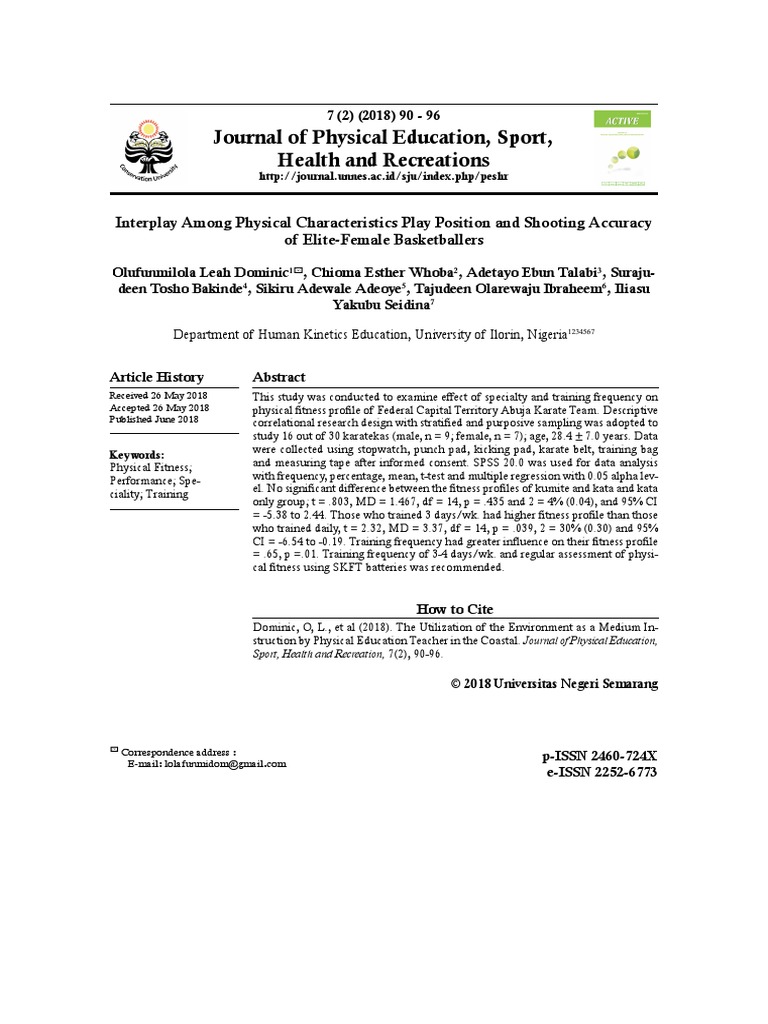 Journal of Physical Education, Sport | PDF | Body Mass Index