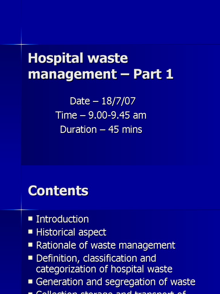 Hospital Waste Management Overview | PDF | Waste Management | Waste