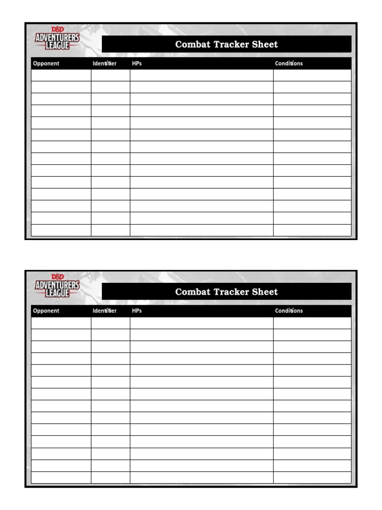 D&D Combat Tracker Sheet | PDF