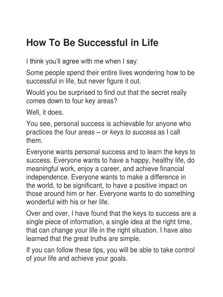Keys to Personal Success in Life | PDF | Goal | Cognition