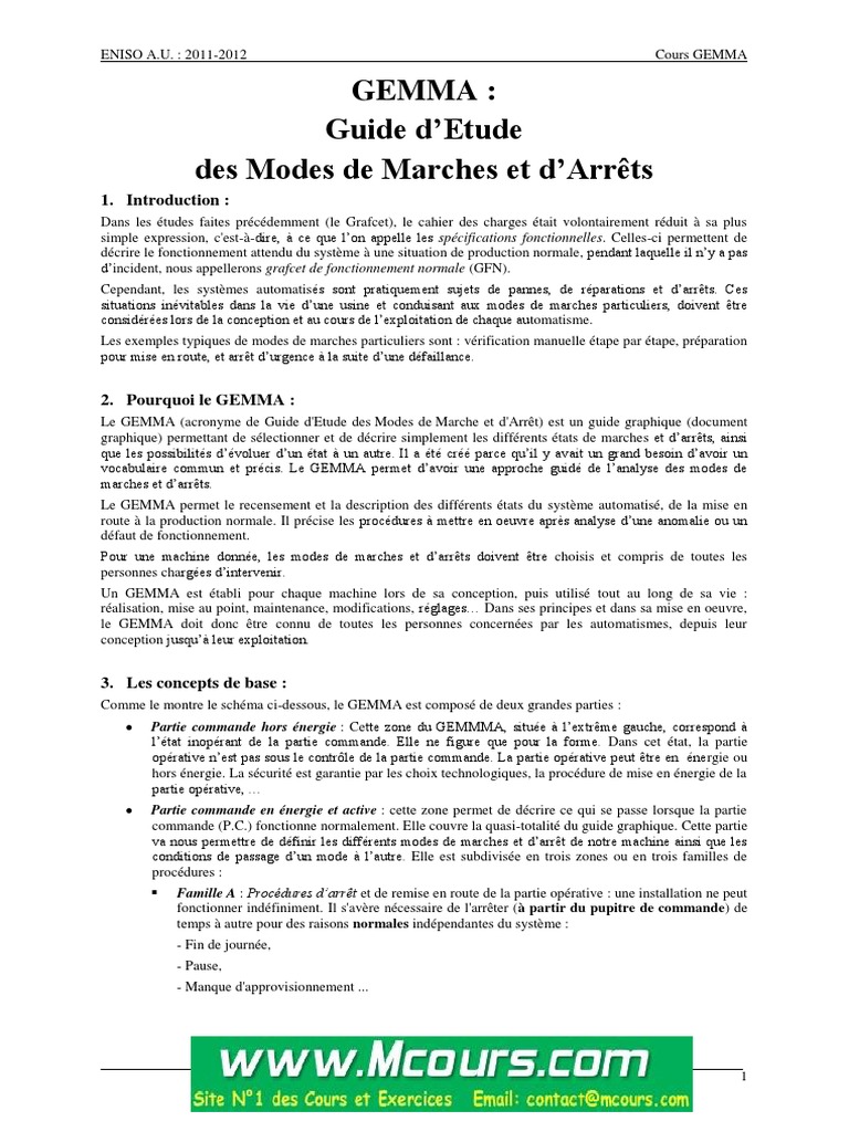 Guide GEMMA : Modes de Marches et Arrêts | PDF | Automatisation