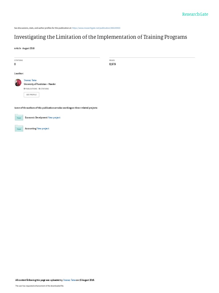 Investigating The Limitation of The Implementation of Training Programs ...