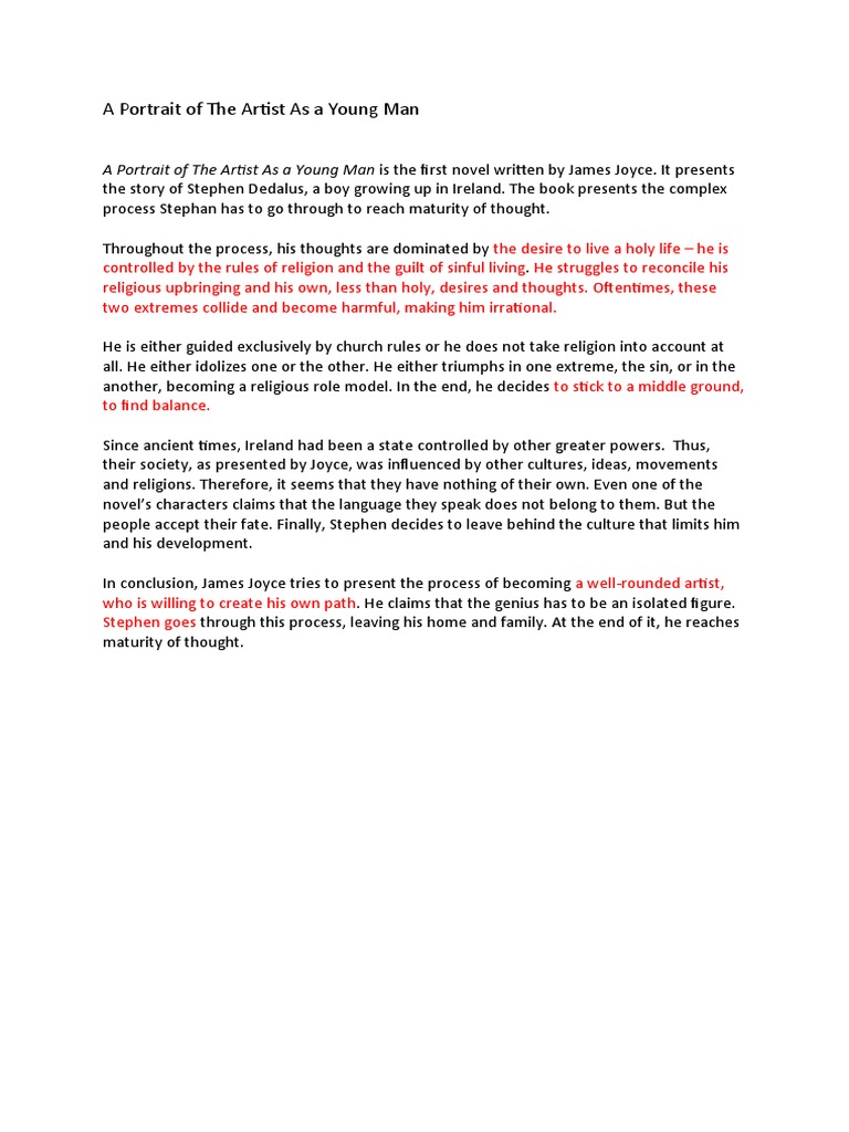 A Portrait of The Artist As A Young Man | PDF