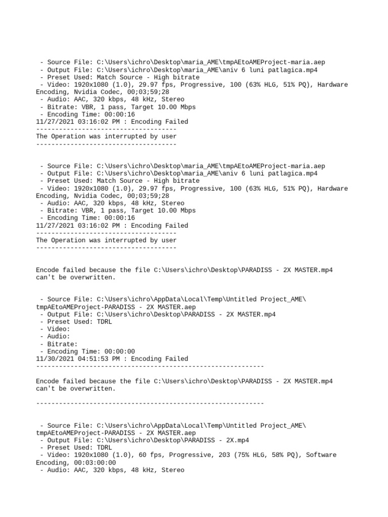 A Me Encoding Error Log | PDF | Computing | Computer Data