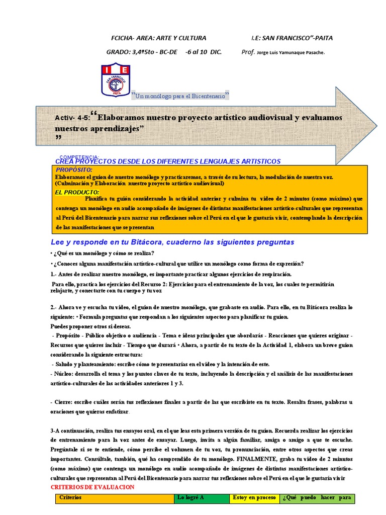 Ficha 4 Dic 6 10 Arte | PDF | Ciencia cognitiva | Cognición