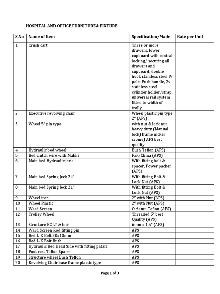 23.hospital and Office Furniture& Fixture - 1617776986 | PDF | Screw ...