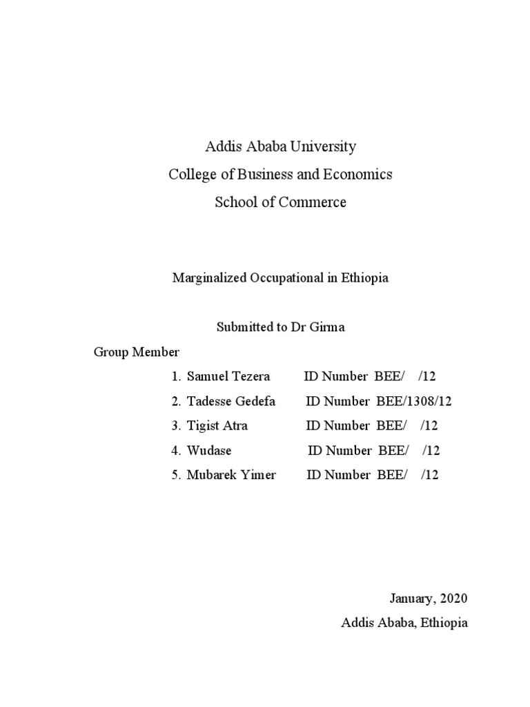 Marginalized Occupational in Ethiopia | PDF | Prostitution