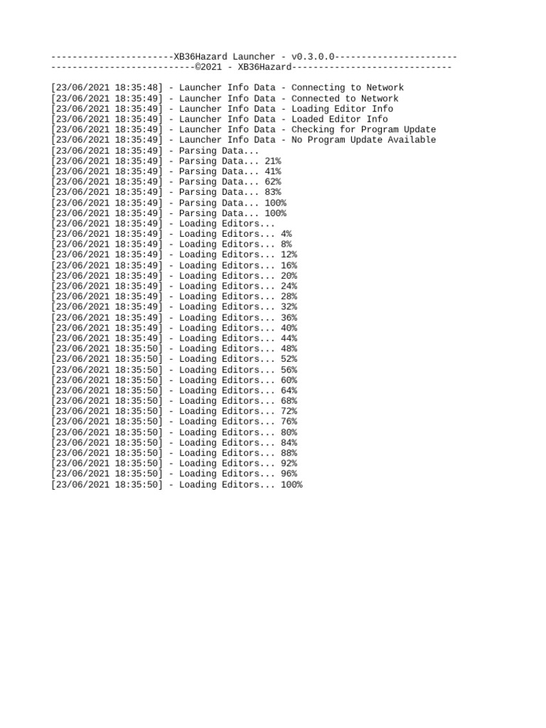 Xb36hazard Launcher - Startup Log | PDF