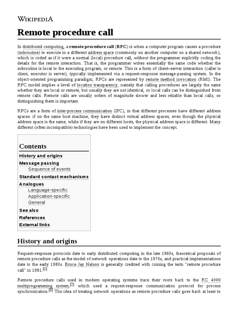 Remote Procedure Call | PDF | Software Architecture | Distributed Computing