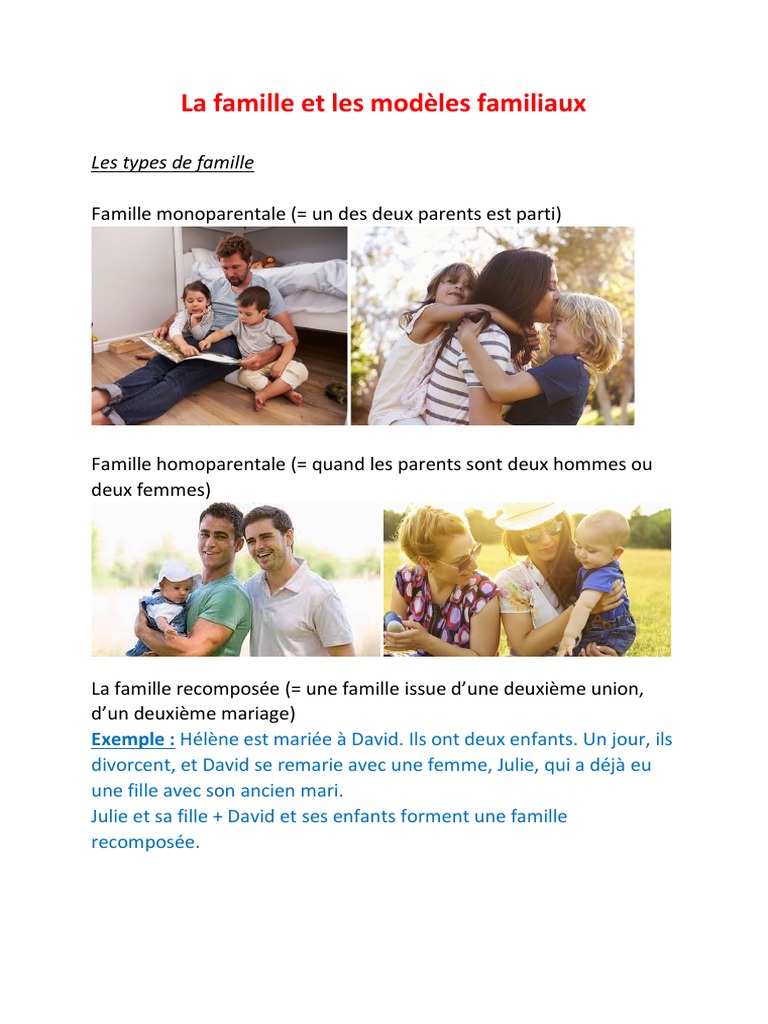 Cours - Les Liens Et Modèles Familiaux - B1-B2 | PDF | Grand-parent ...