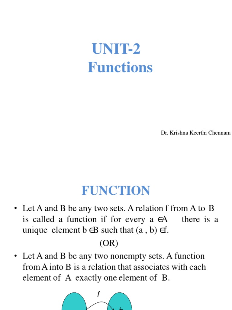 UNIT-2 Functions: Dr. Krishna Keerthi Chennam | PDF | Function ...