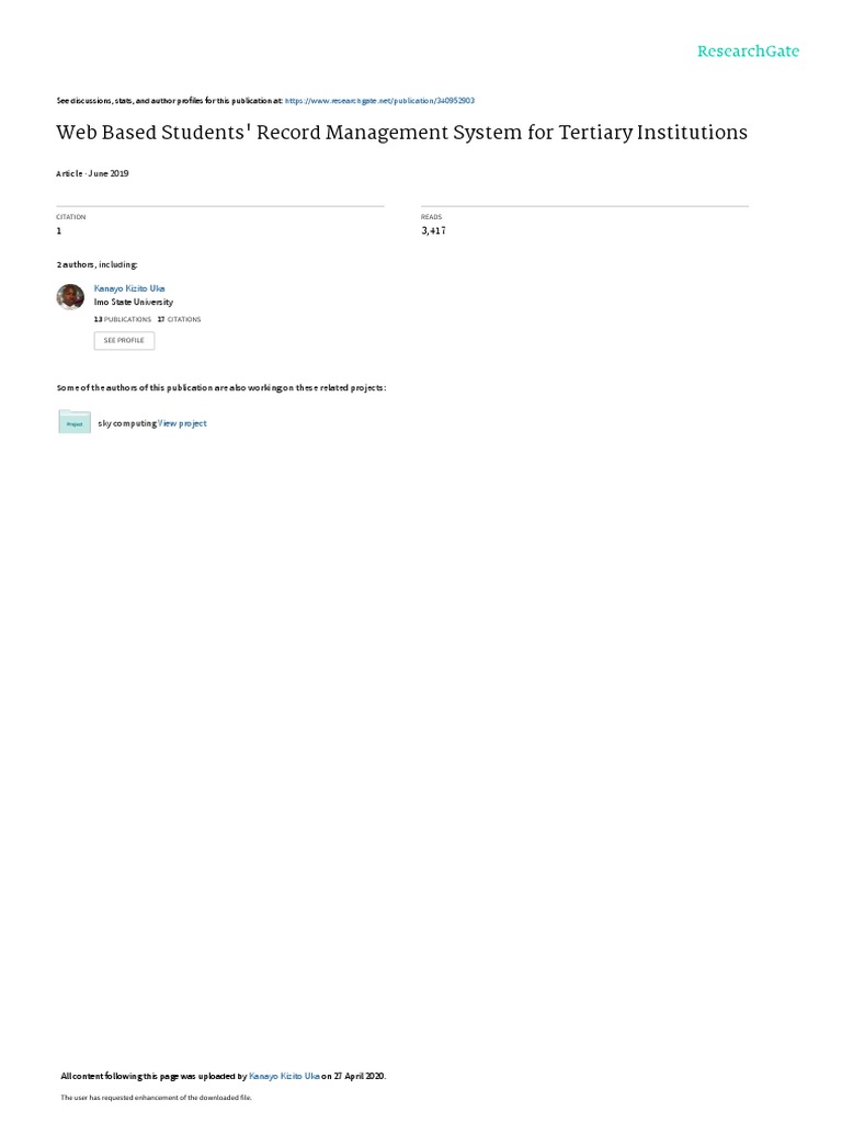 Web Based Students Record Management | PDF | Internet & Web | World Wide Web