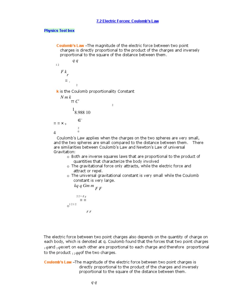 7.2 Coulomb's Law Sample Problems | PDF | Newton's Law Of Universal ...